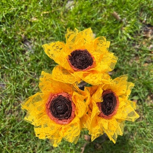 Lace Sunflowers With Stems, Lace Flower Bouquet, Lace Flowers, Lace ...