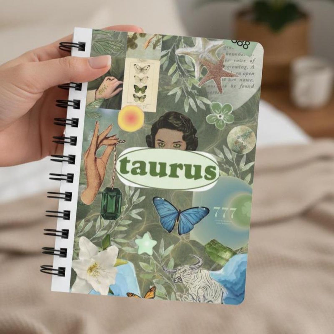 Taurus Collage Spiral Journal Gift | Zodiac Notebook, Astrology ...