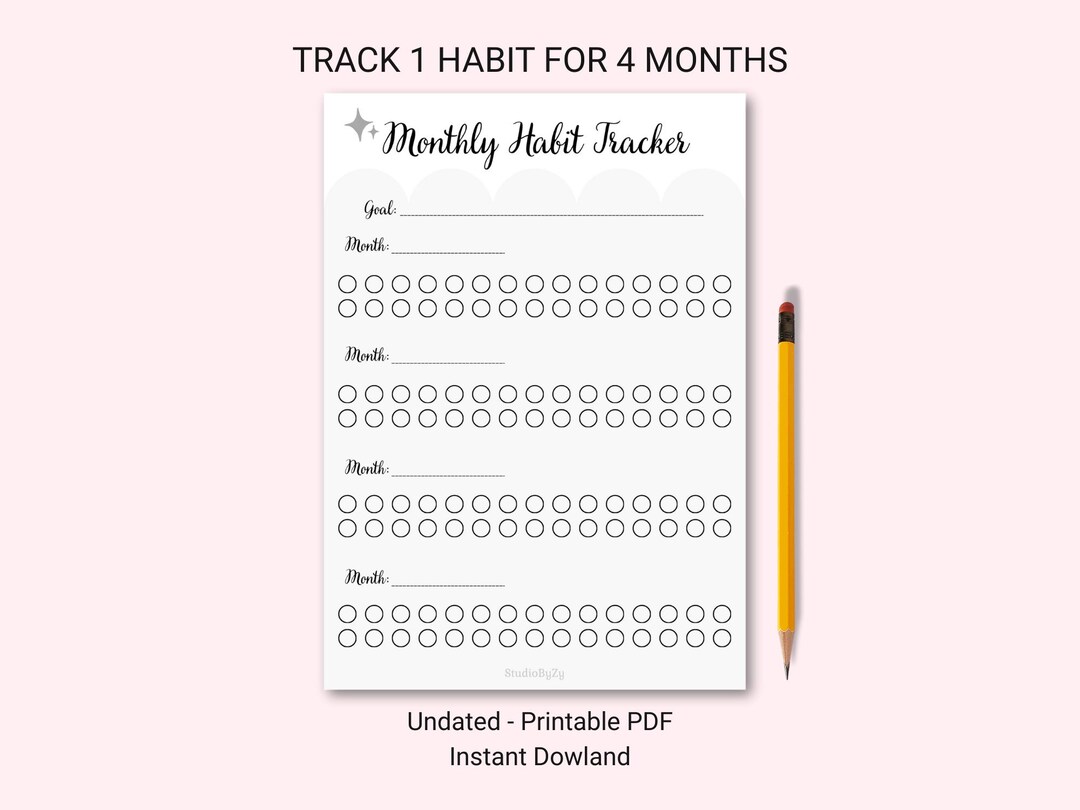 4 Month Habit Tracker Printable | Minimal PDF | Instant Download - Etsy