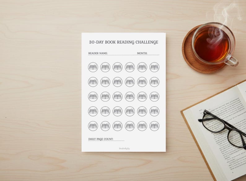 30 Day Reading Challenge Printable | A4 & Letter Size | Minimal Reading ...