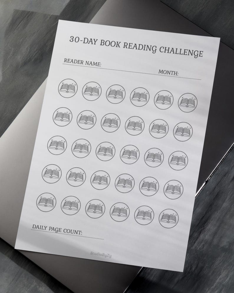 30 Day Reading Challenge Printable | A4 & Letter Size | Minimal Reading ...