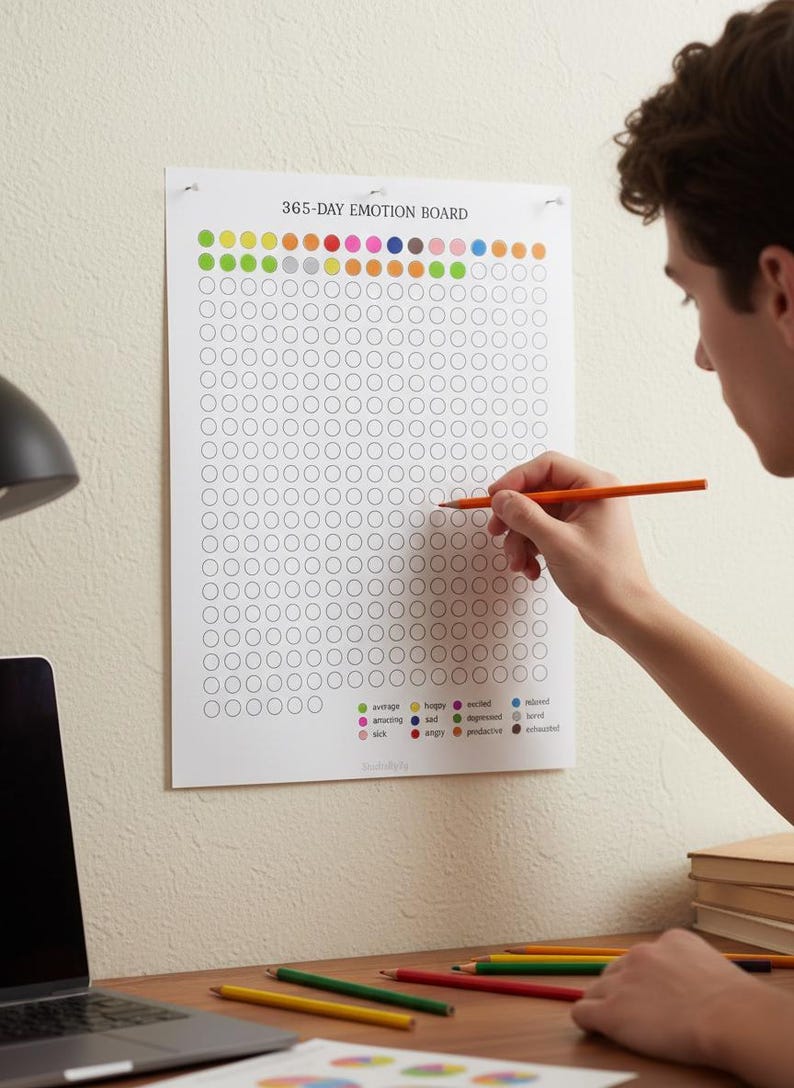 365 Day Emotion Board | Mood Tracker Printable | A4 & Letter - Etsy