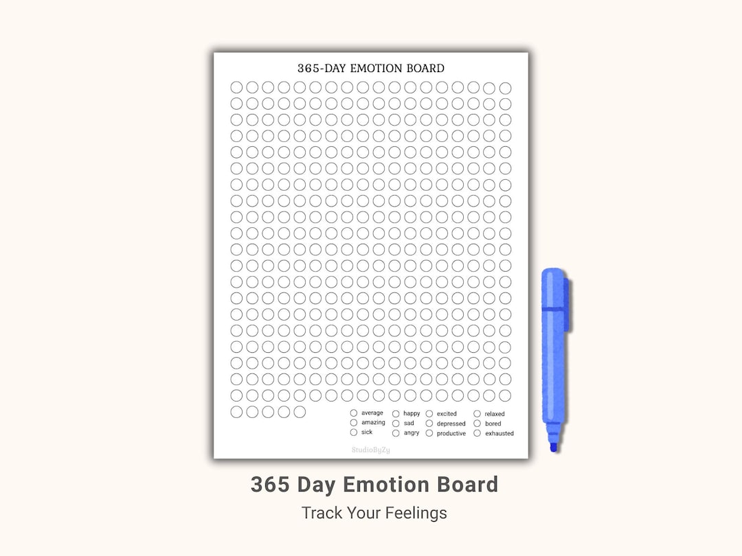 365 Day Emotion Board | Mood Tracker Printable | A4 & Letter - Etsy