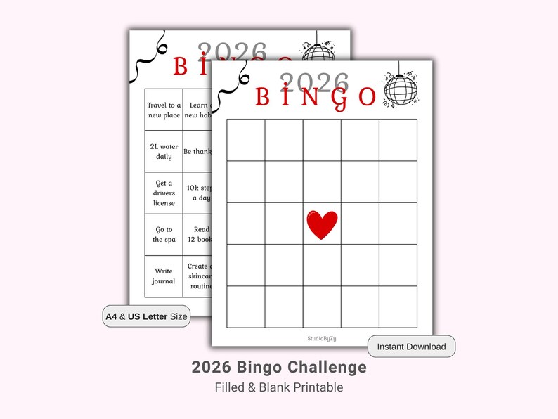 2026 Bingo Challenge Printable – Filled & Blank | A4 – Letter Size ...