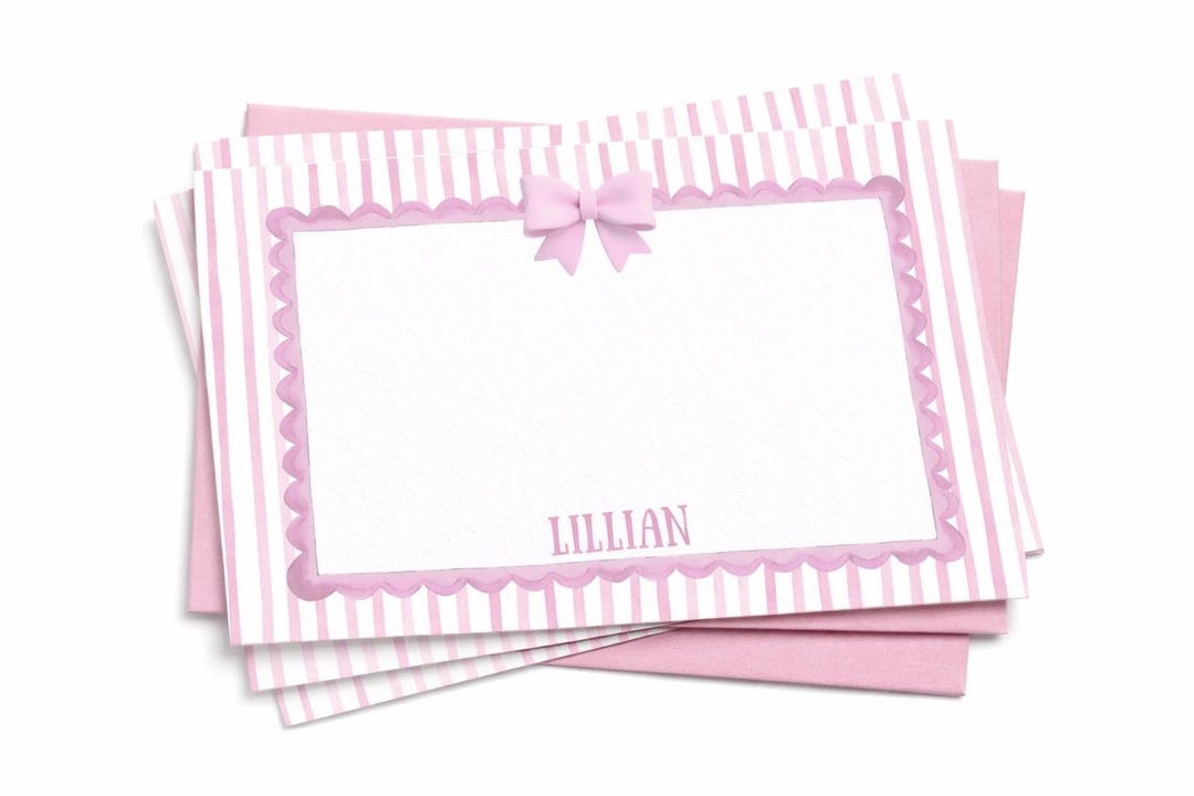 Personalized Girls Stationery, Pink Bow, Custom Name Writing Paper - Etsy