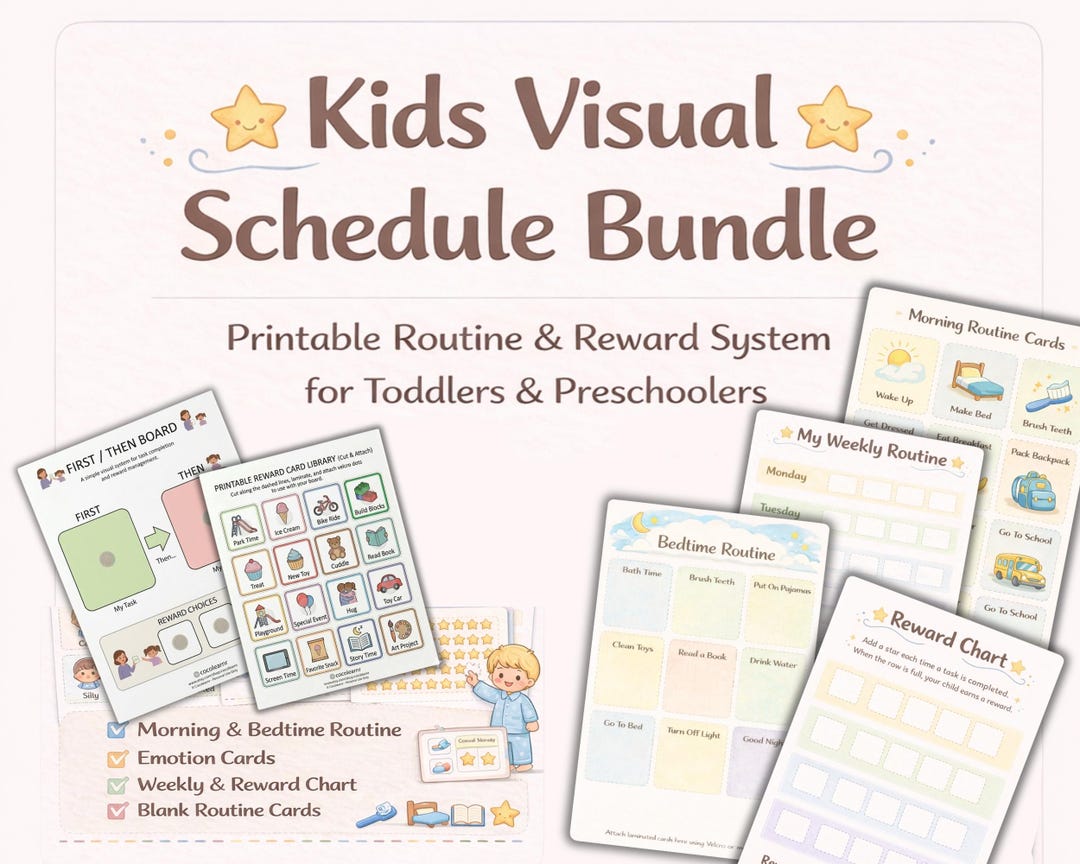 Kids Visual Schedule Printable With Routine Cards, Emotion Chart and ...