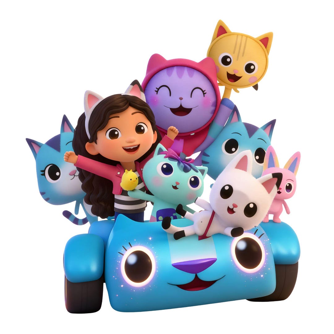 Gabby's Dollhouse PNG Clipart – Gabby & Cat Friends, Blue Car, 300 DPI ...
