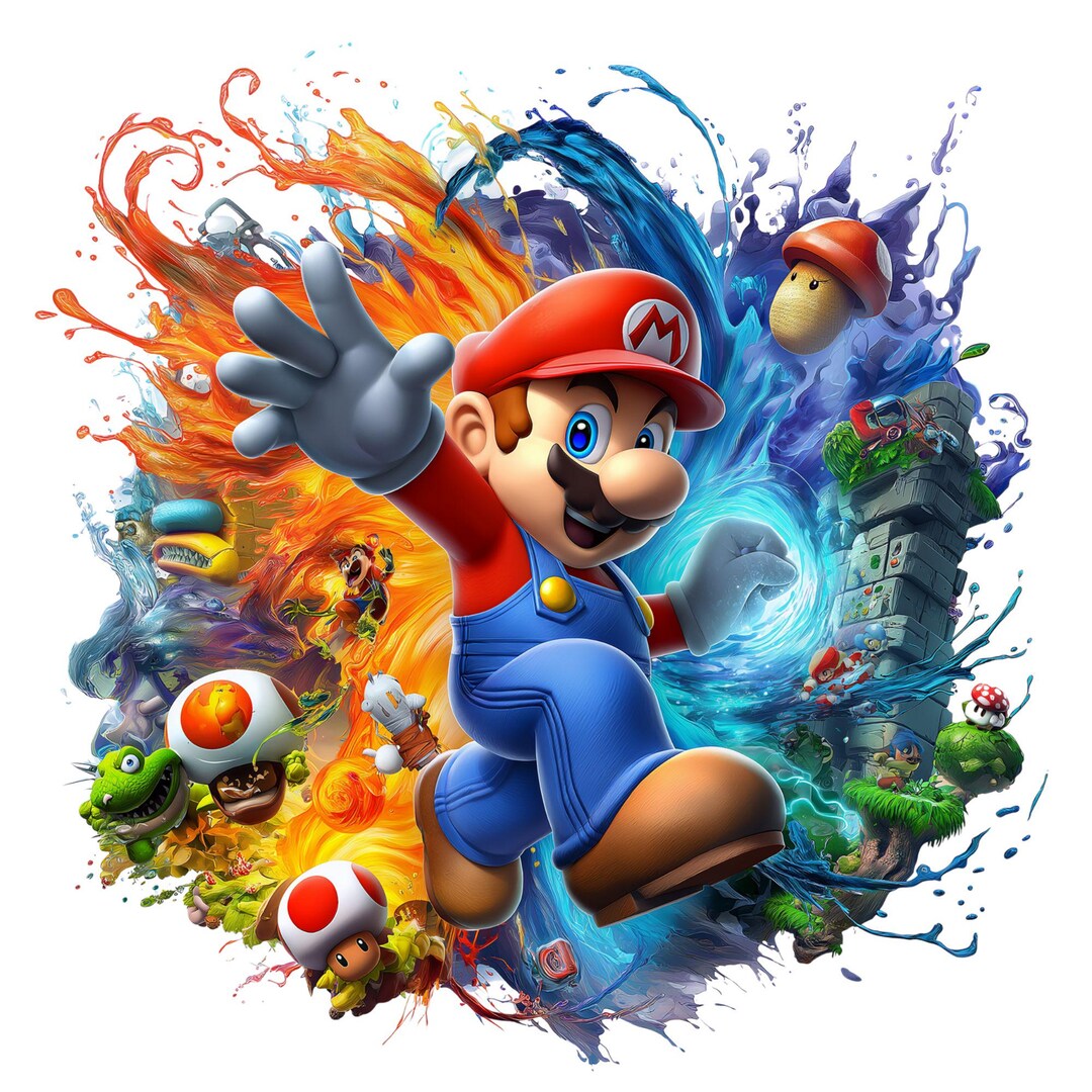 Super Mario Splash Friends PNG | Cute Mario Clipart for Sublimation ...