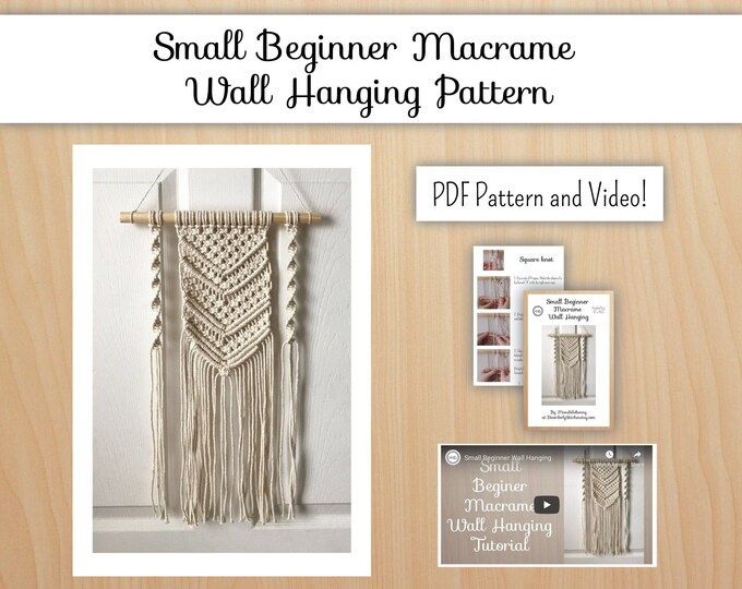 Small Beginner Macrame Wall Hanging Pattern, PDF and Video Tutorial ...