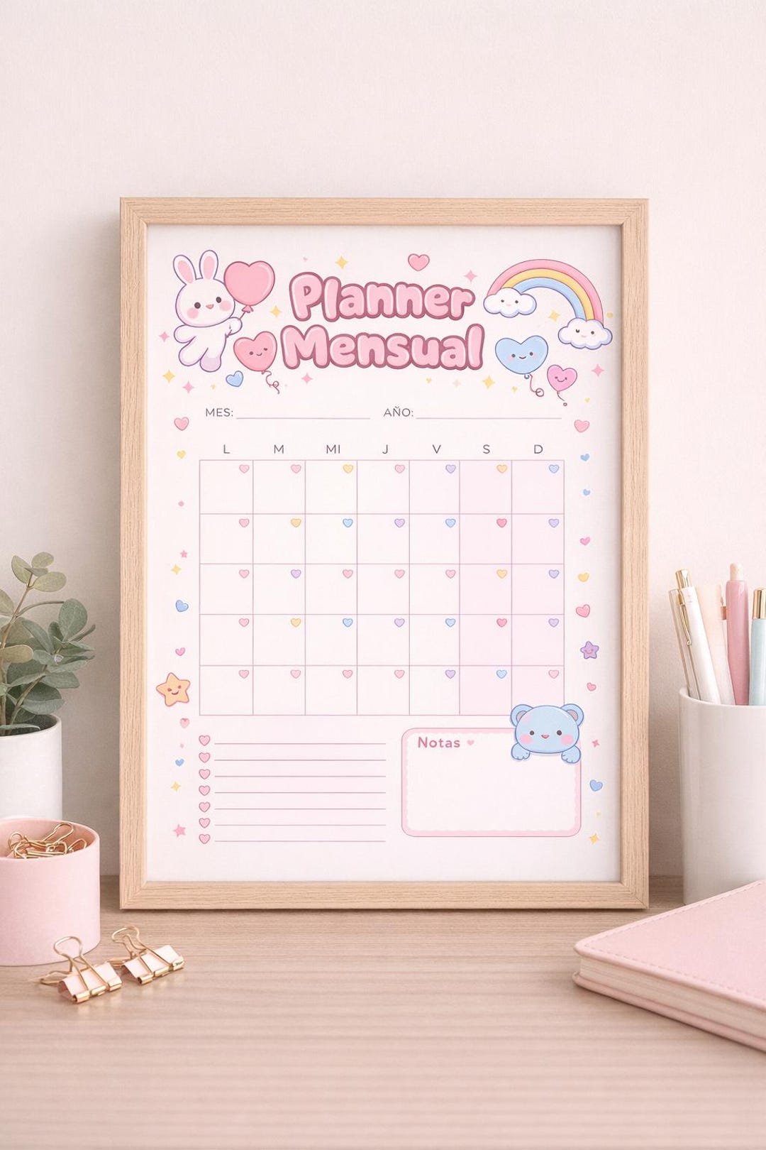 Cute Printable Monthly Planner | Kawaii Monthly Calendar | Pastel ...