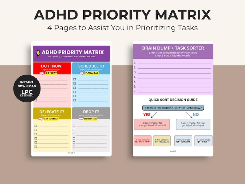 ADHD Priority Matrix: Executive Function Task Sorter for Neurodivergent ...