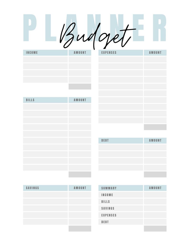 Bold Minimalistic Monthly Budget Tracker Sheet Financial Planner - Etsy