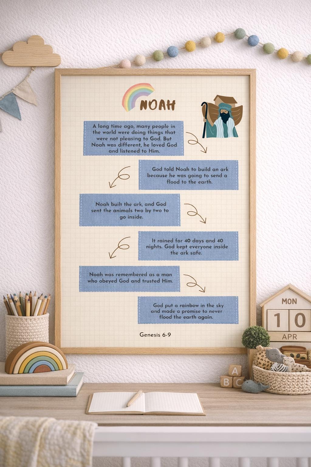 Noah's Ark Story Poster | Kids Bible Timeline (digital Download) - Etsy