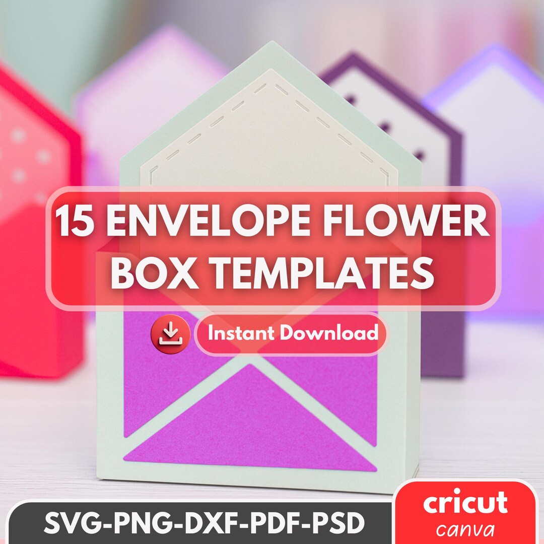 15+ Flower Envelope Box Template SVG Bundle | Floral Packaging Boxes ...