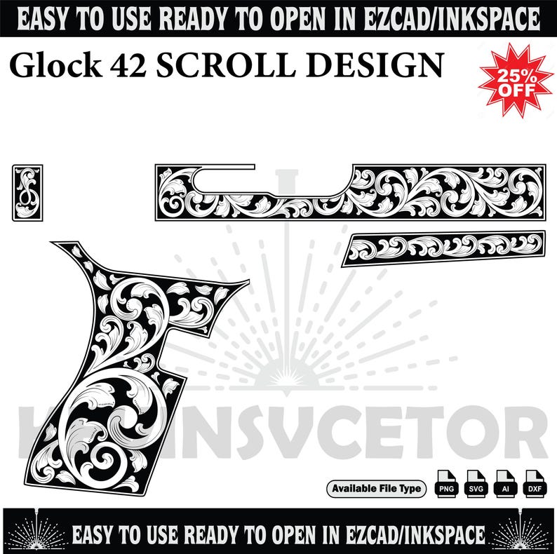 Glock 42scroll DESIGN SVG: Laser Cut/engrave Files - Etsy
