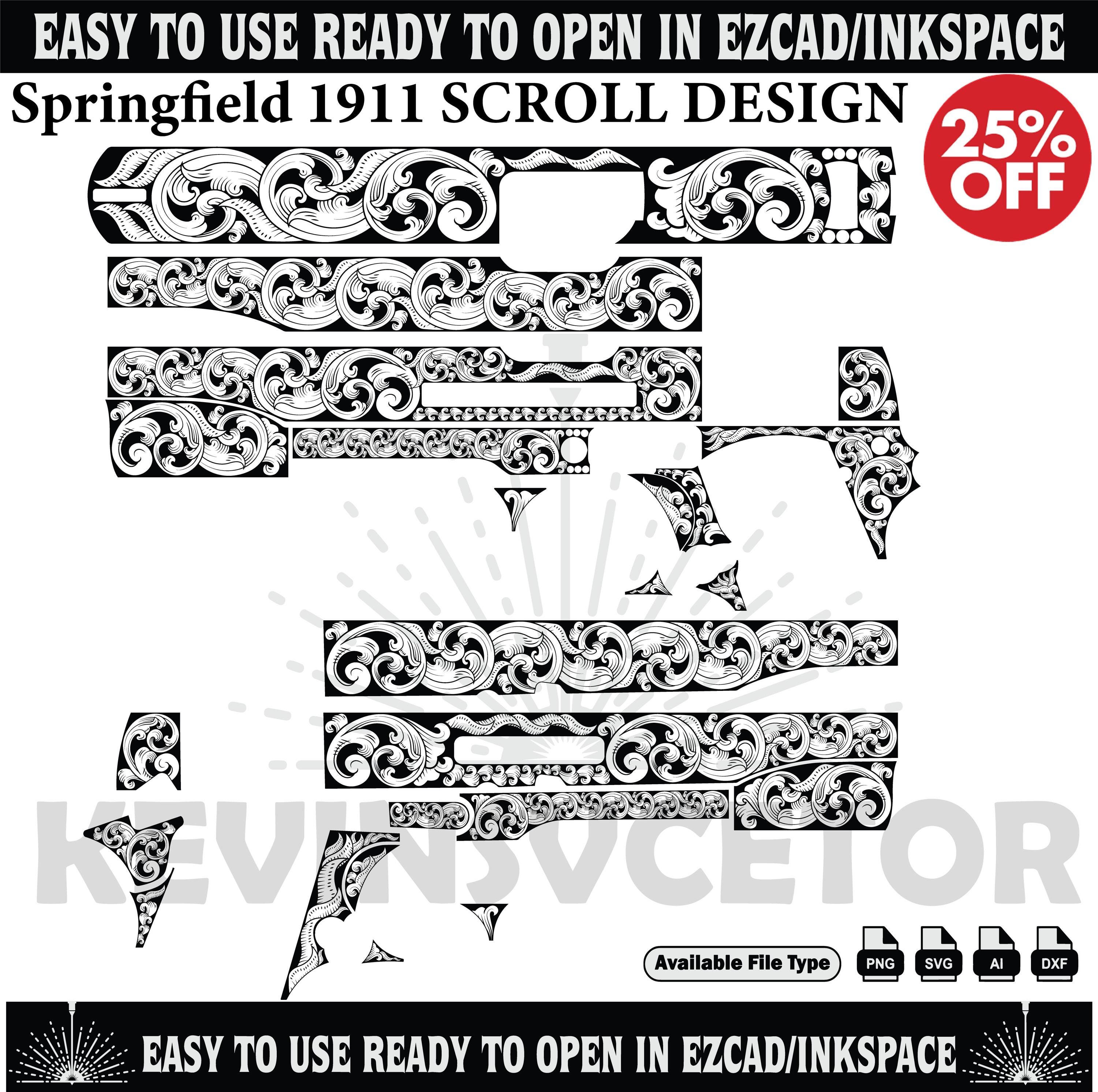 Springfield_1911 SCROLL DESIGN SVG: Laser Cut/engrave Files - Etsy
