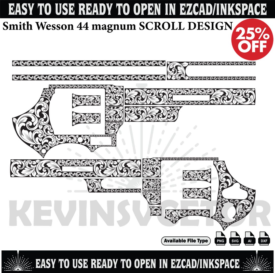 Smith Wesson 44 Magnum SCROLL SVG: Laser Cut/engrave Files - Etsy
