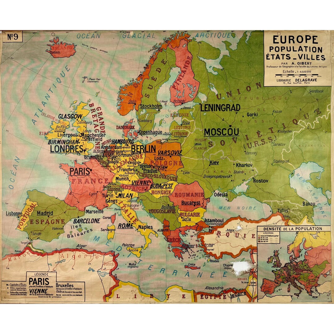 Original Poster - 1940s - School Map / Europe - Carte Politique No 9 ...