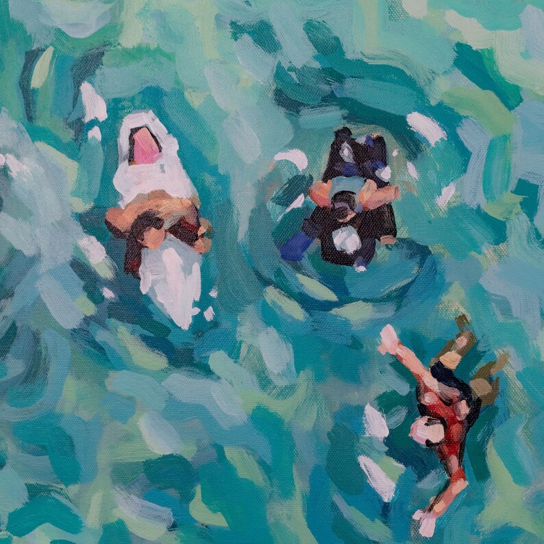 Aerial Surfers Painting, Beach Painting, Original Artwork, Art for the ...