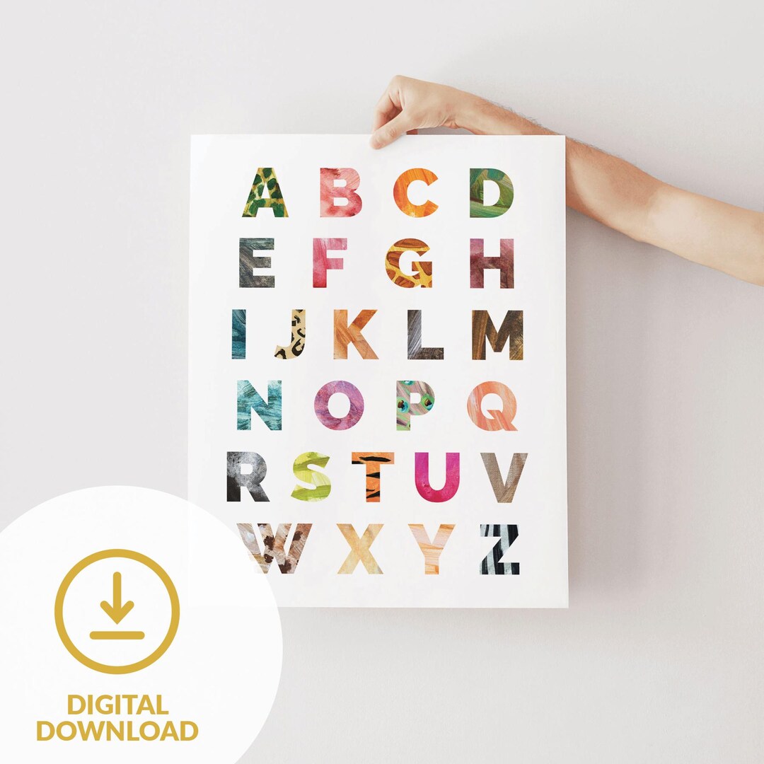 ABC Downloadable Poster for Kids, Instant Downloadable Educational ...