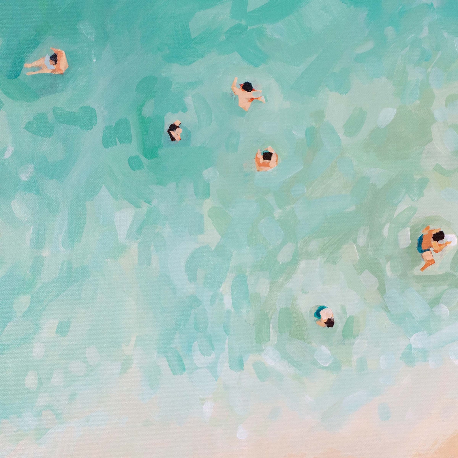 Aerial Beach Painting, Original Artwork, Art for the Home, Large Beach ...