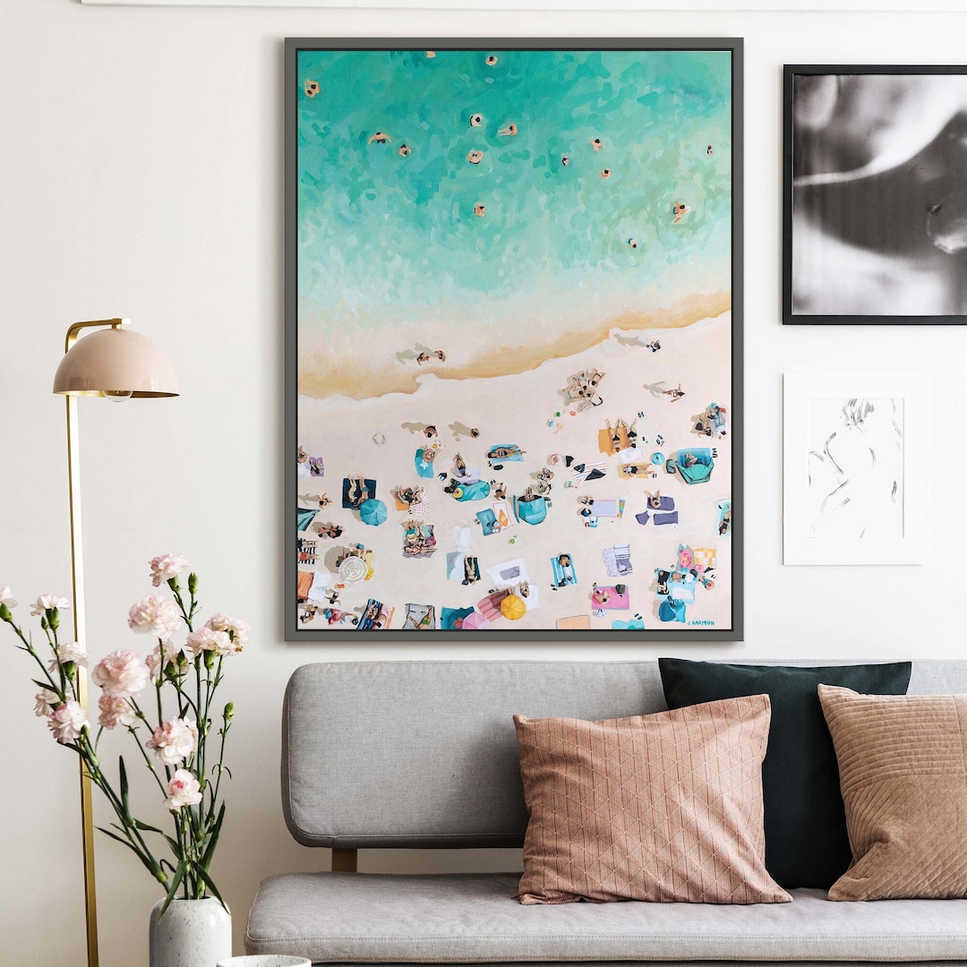 Aerial Beach Painting, Original Artwork, Art for the Home, Large Beach ...