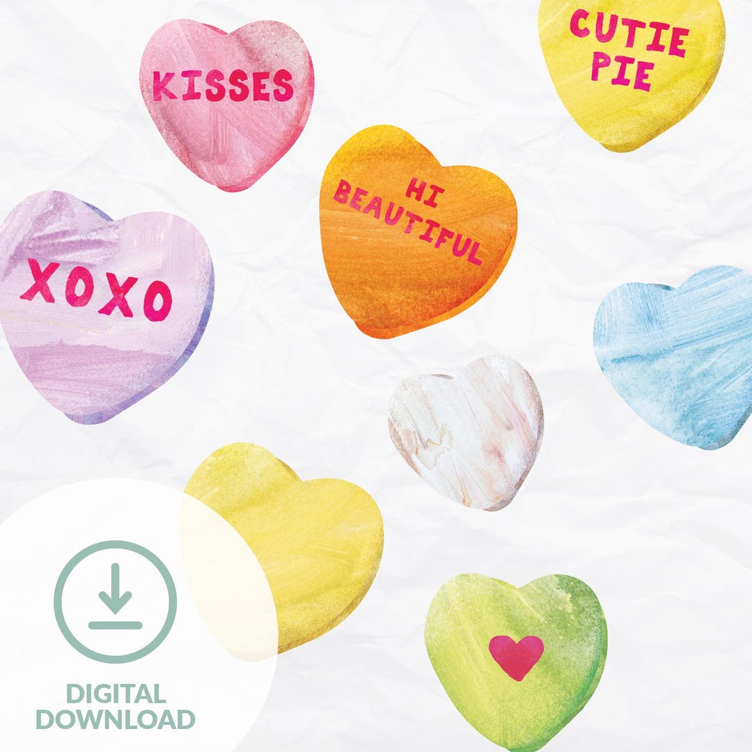 Candy Heart Conversations Clip Art Set, Digital Download - Etsy