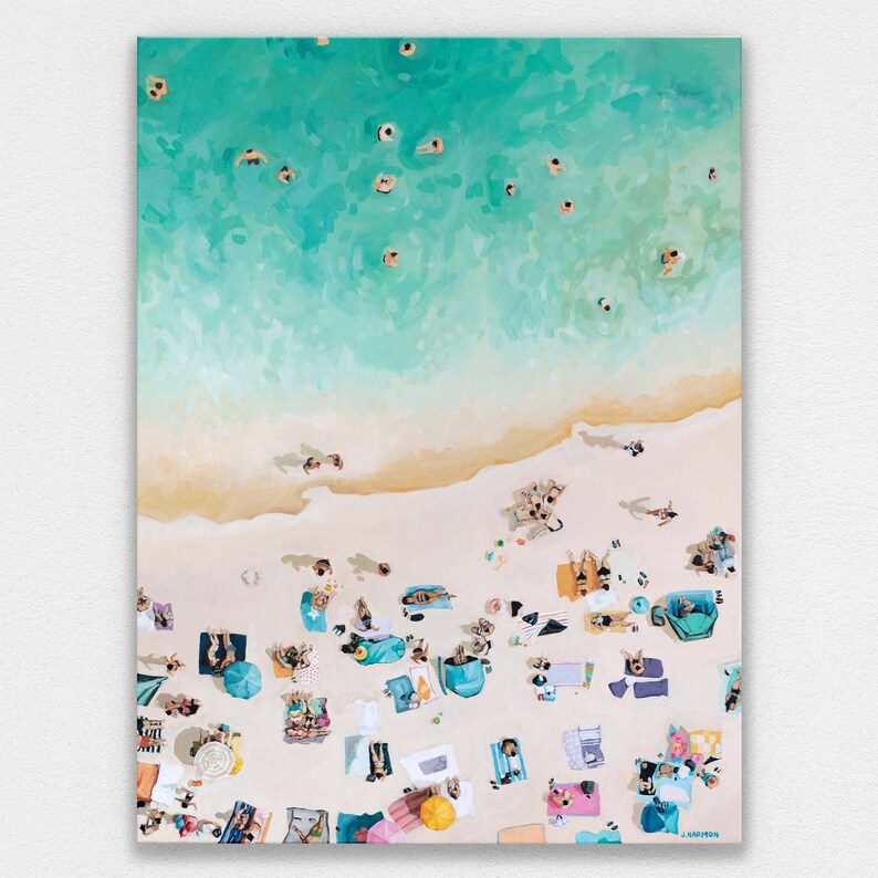 Aerial Beach Painting, Original Artwork, Art for the Home, Large Beach ...