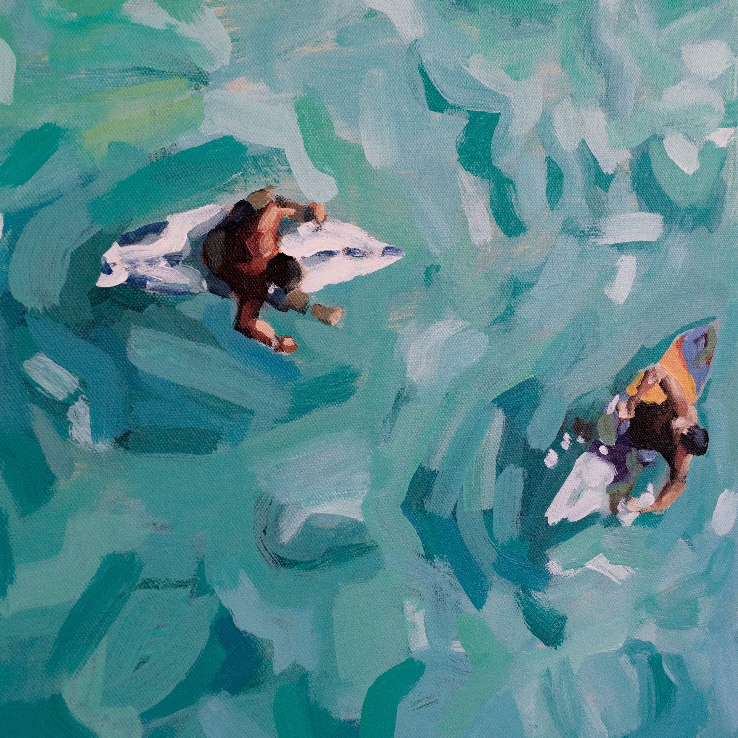 Aerial Surfers Painting, Beach Painting, Original Artwork, Art for the ...