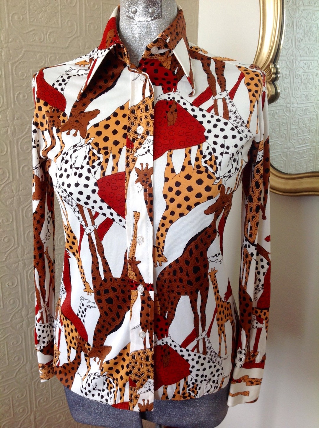 Wild Side Unique Vintage Giraffe Blouse! Sz 12 - Etsy
