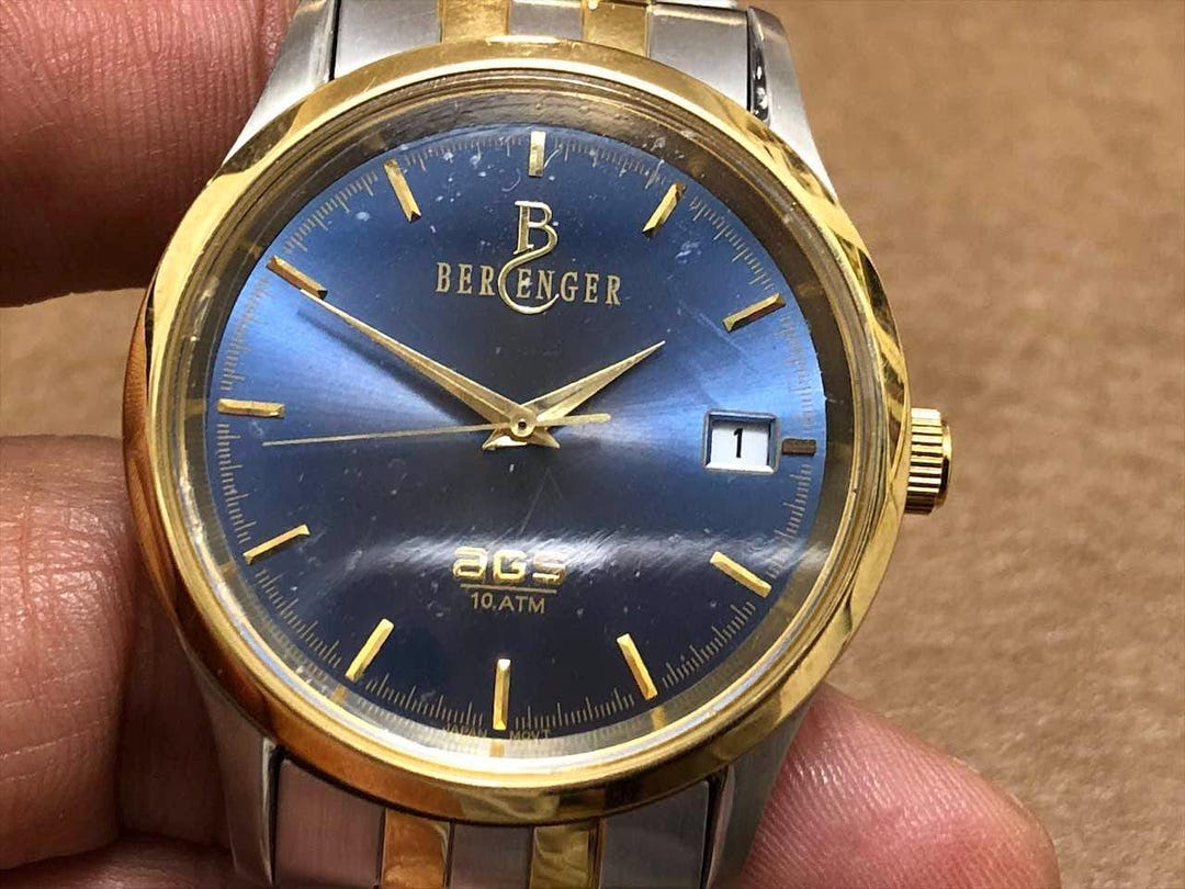 NOS Berenger AGS Blue Gold/steel Military Watch Kinetic Automatic ...