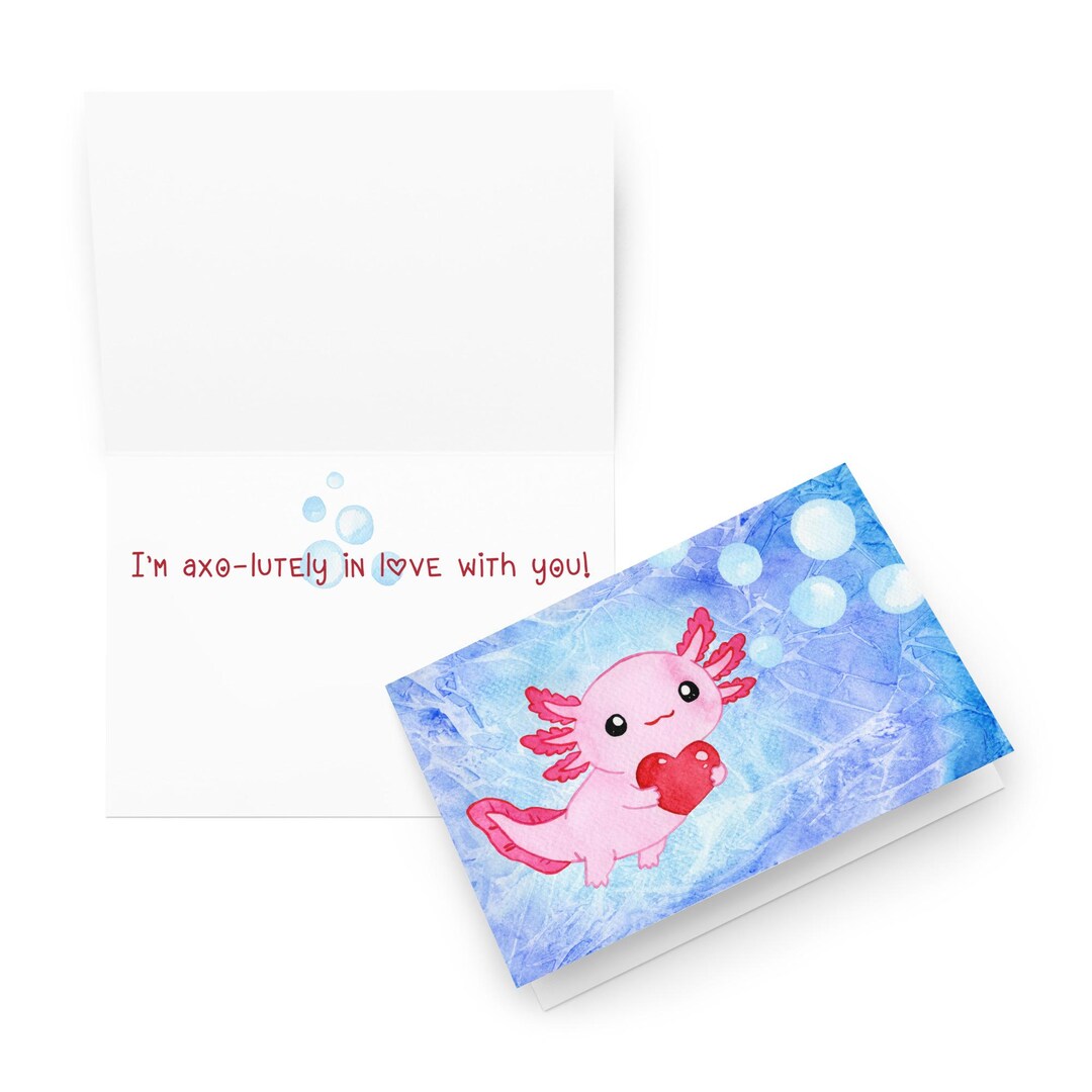 Watercolor Axolotl Valentine Card: Funny Pun, Animal Art - Etsy