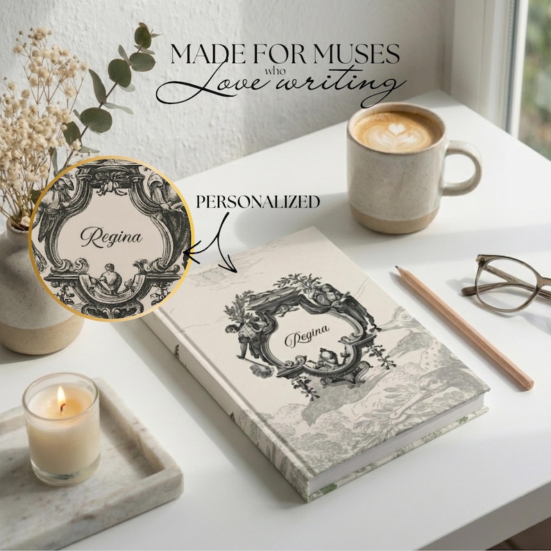 Personalized Notebook Custom Journal | Vintage Victorian Toile Crest ...