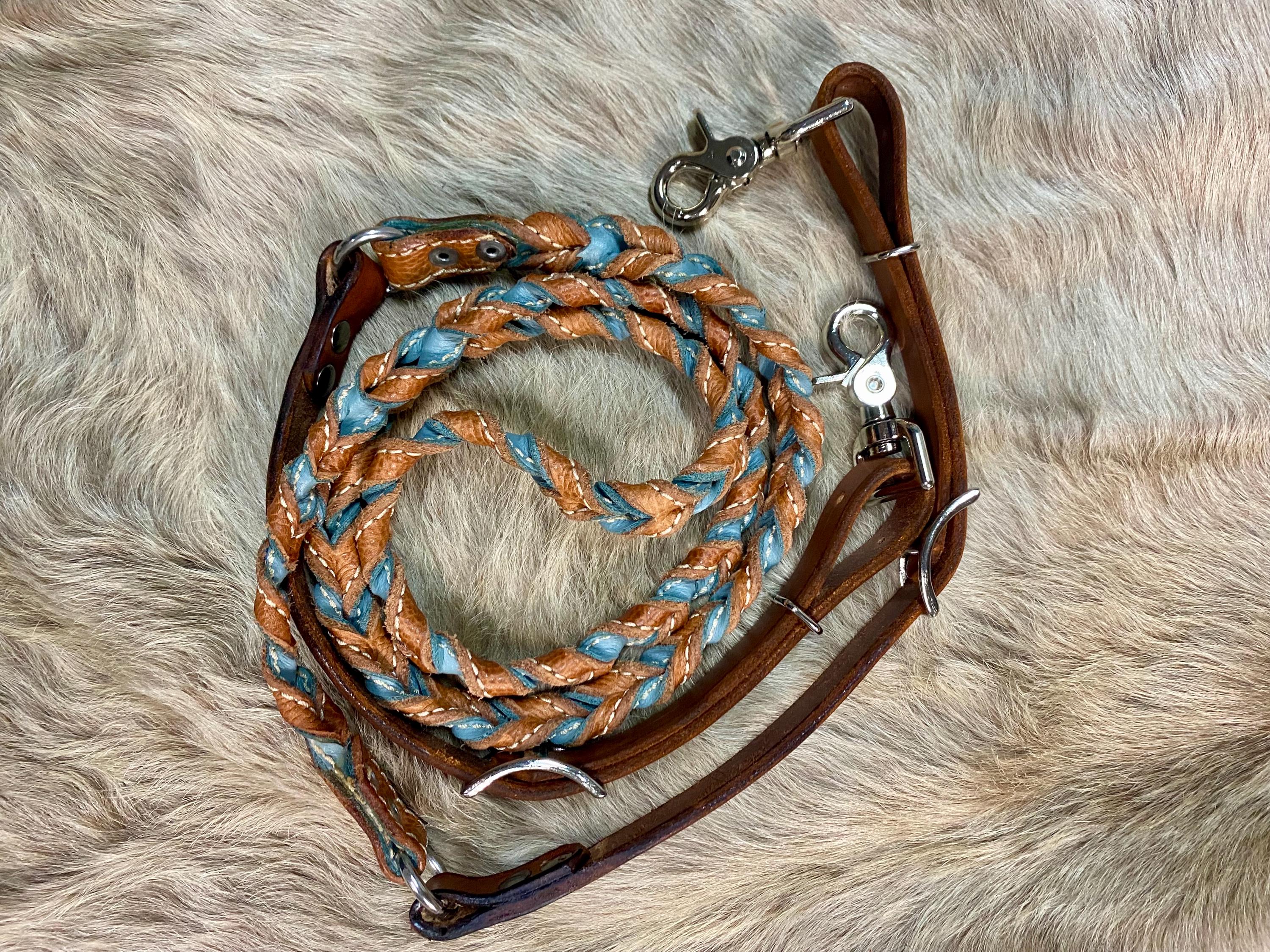 Reins, Hand Braided Leather Rein, Single Rein, Barrel Rein, Natural ...