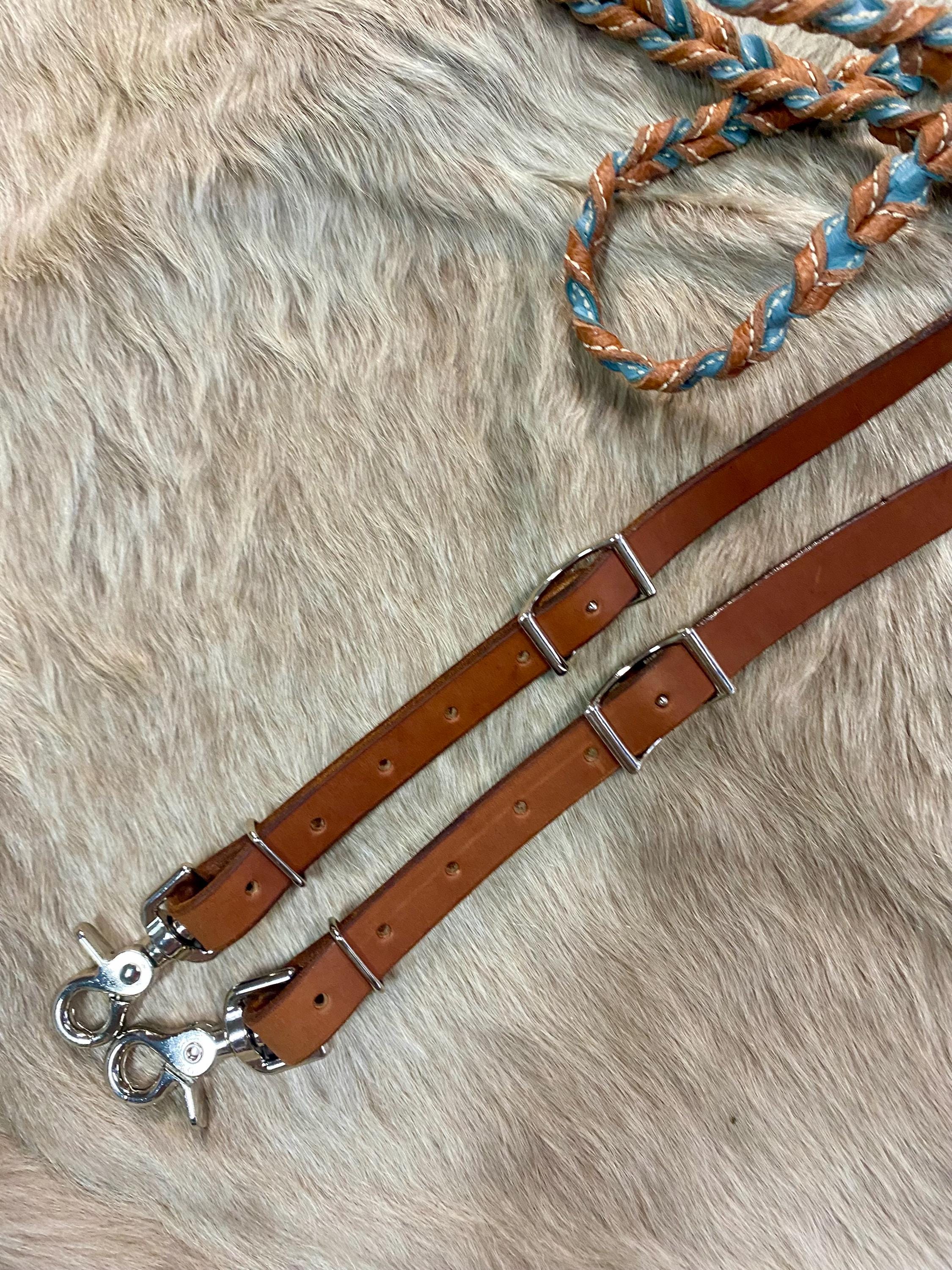 Reins, Hand Braided Leather Rein, Single Rein, Barrel Rein, Natural ...