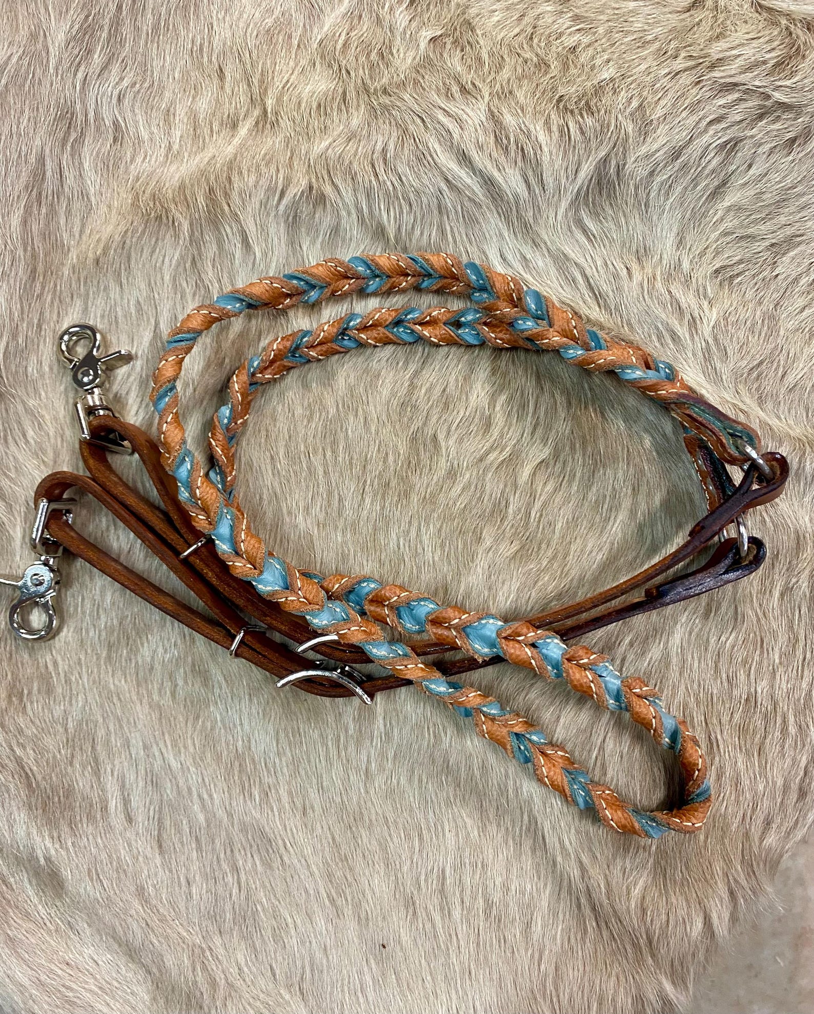 Reins, Hand Braided Leather Rein, Single Rein, Barrel Rein, Natural ...