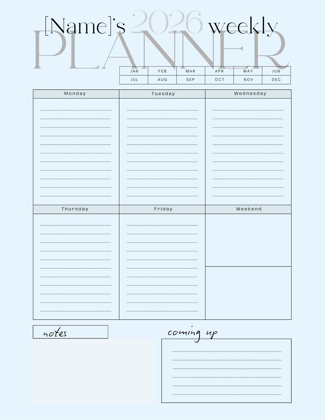 Custom Name 2026 Weekly Planner - Cardboard - Etsy