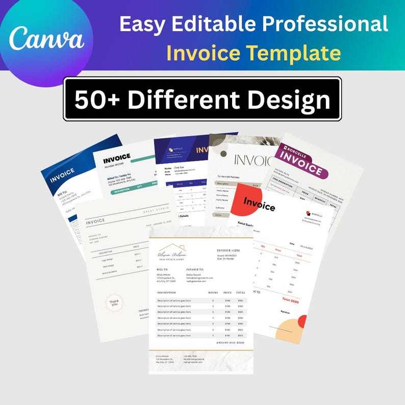 50+ Editable Invoice Templates | Editable Invoice Templates Pack ...