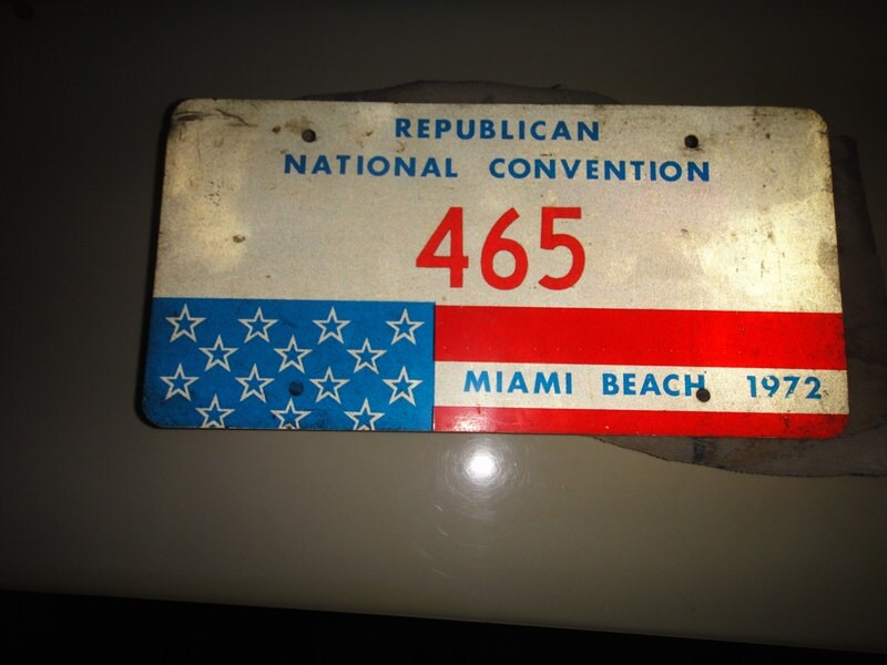 Vtg Republican Convention 1972 Miami Beach License Plate 465 - Etsy