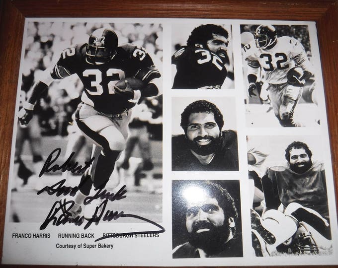 Franco Harris Autographed Black and White Photo to Robert - Etsy