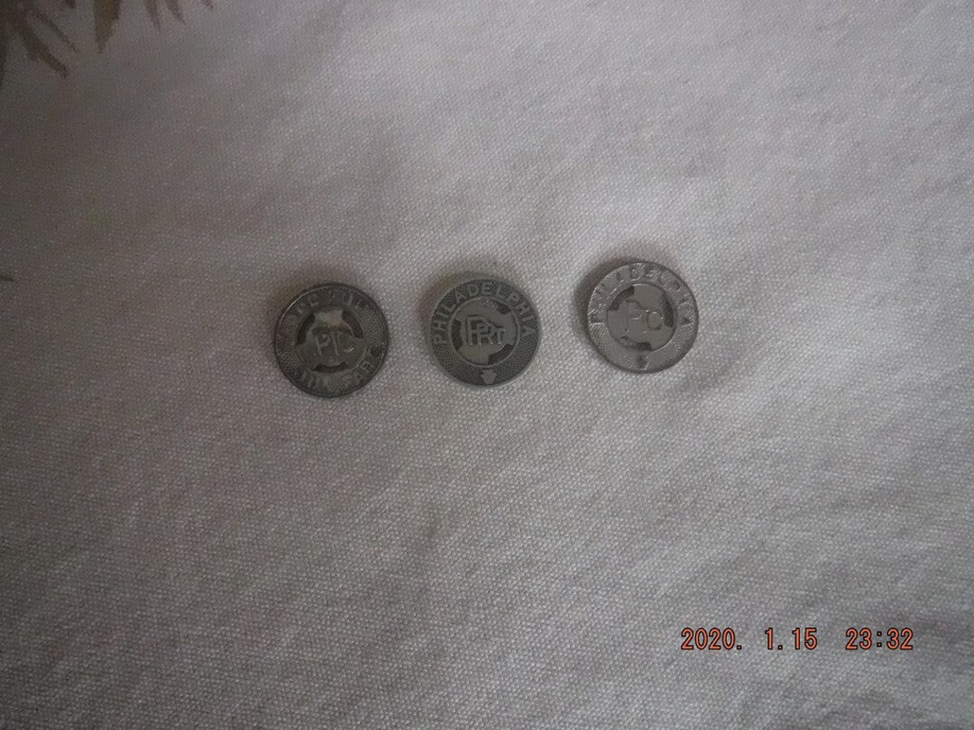 PRT-1 and PTC - 2 Coins Philadelphia Rapid Transit Good for One Fare ...