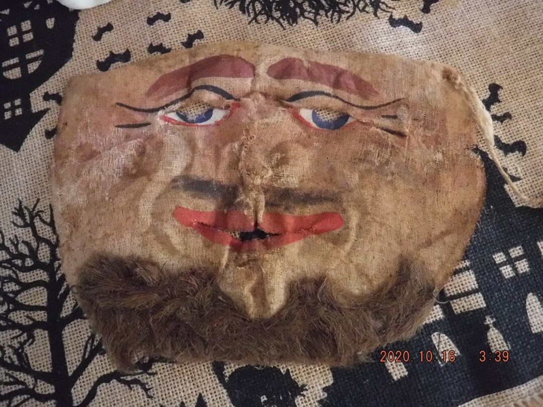 Halloween Carnival Mask Cloth Gunny Sack Linen Cheese Cloth 1930-40's ...