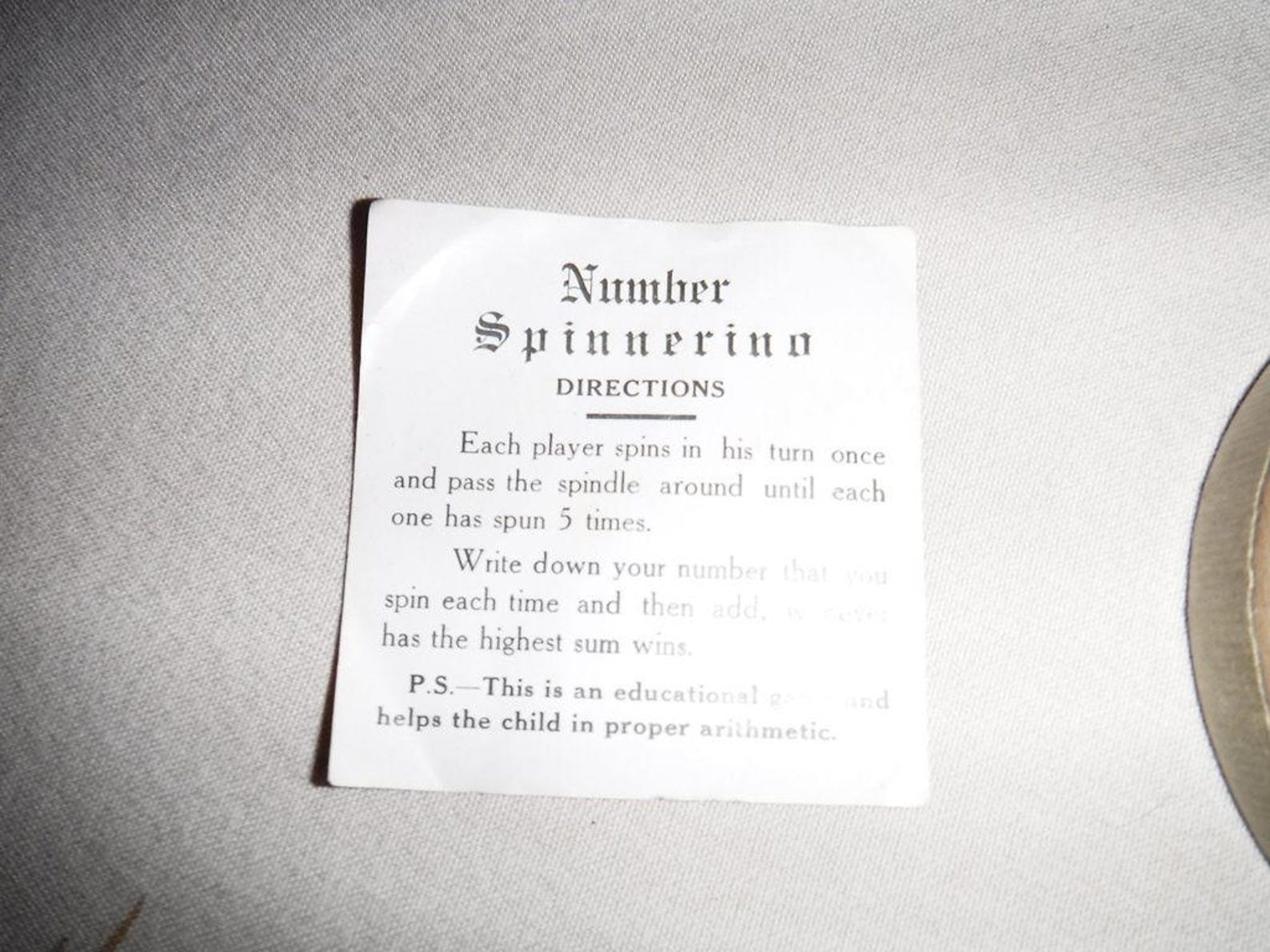 Vintage Hand Help Paper Number Game Spinnerino the United Game - Etsy