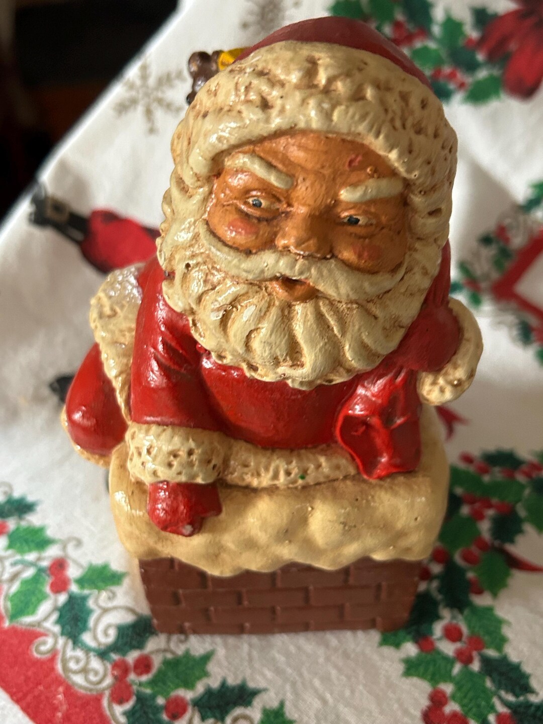 Chalk Ware Santa With Sack of Toys & Chimney Approx 7" Tall - Etsy