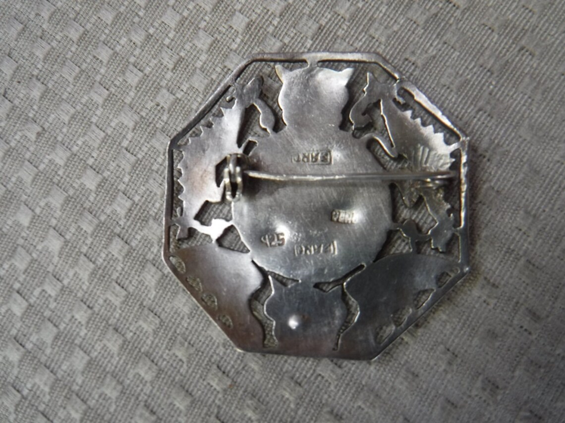 Peruvian Brooch Sterling Silver Faro Woman Octigon - Etsy