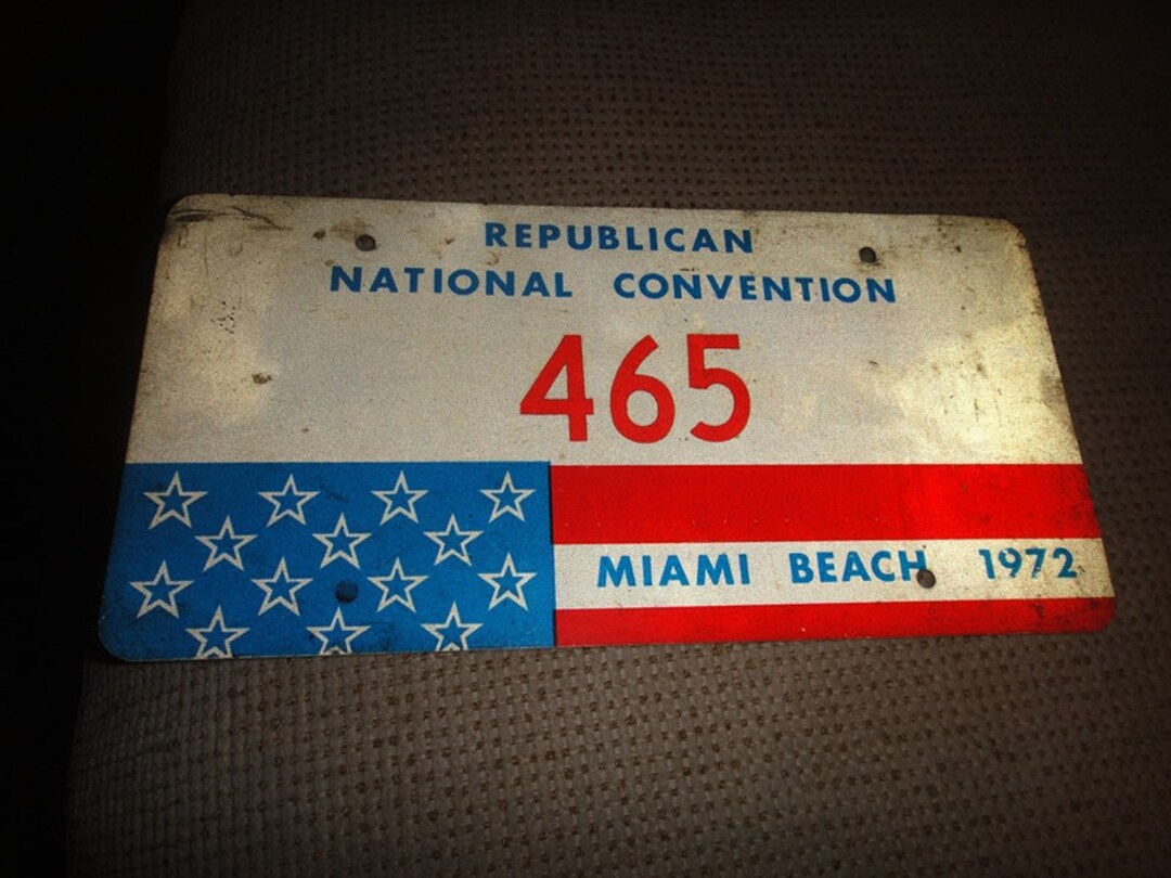 Vtg Republican Convention 1972 Miami Beach License Plate 465 - Etsy