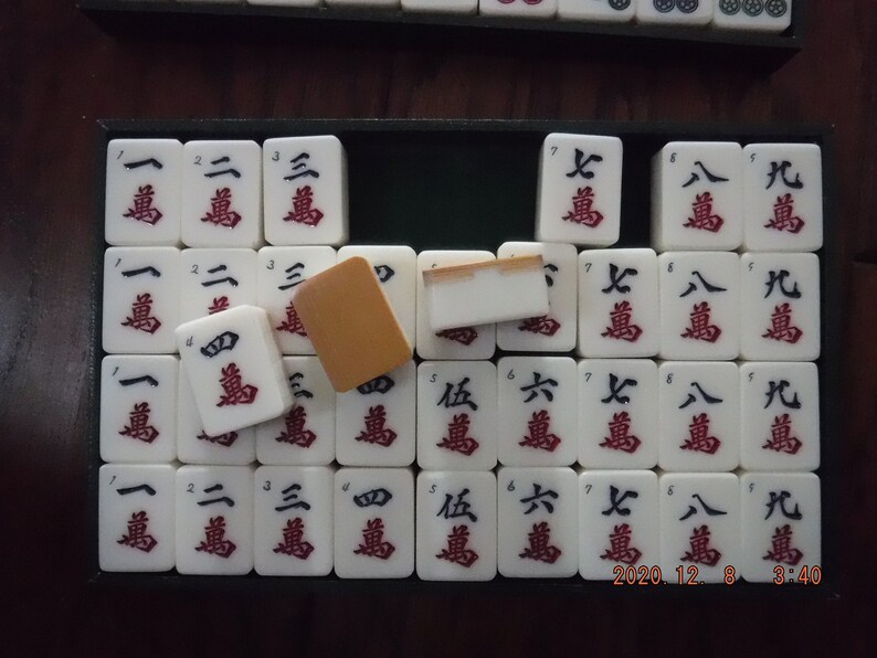 Mah Jongg/mahjong Travel Size Game Bone and Bamboo 144 Dovetail Pieces ...