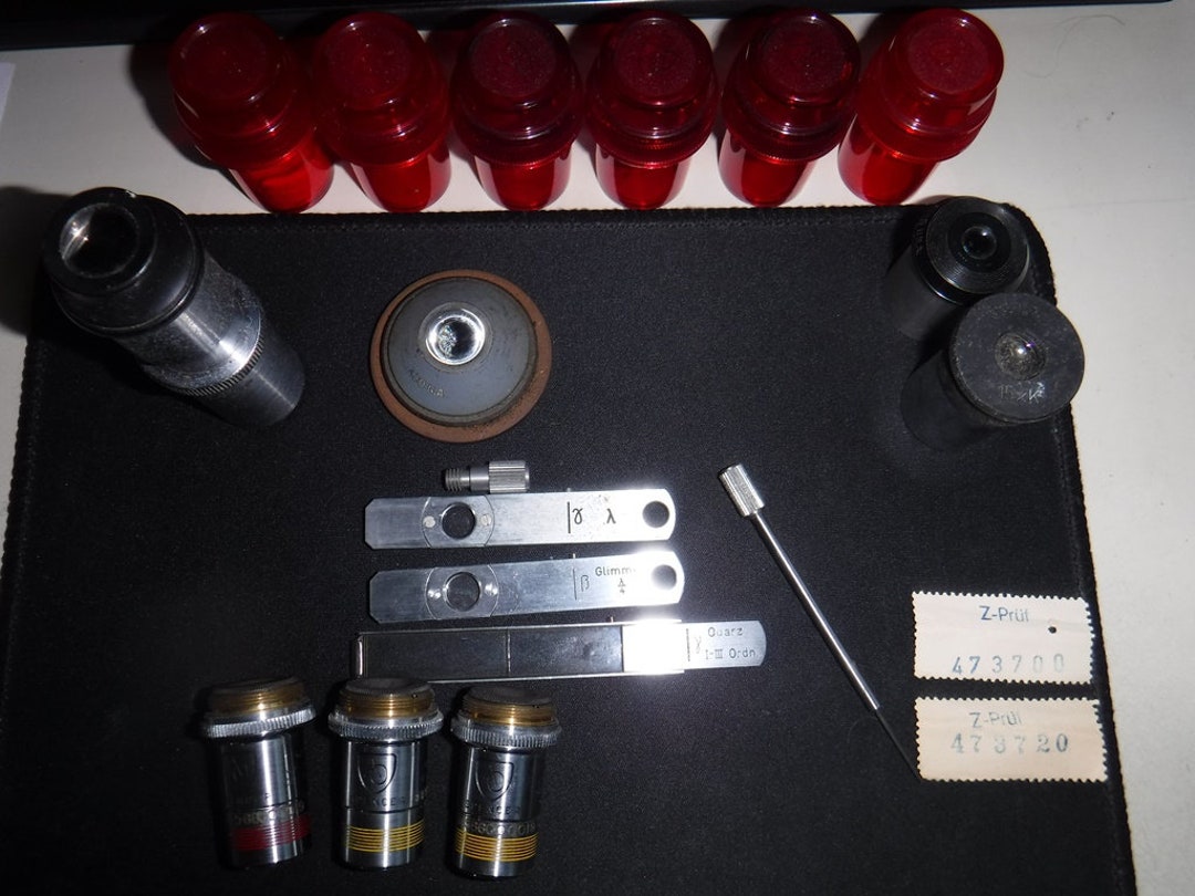American Optics AO Microscope Lenses X 4 and 3 DIN Pol Plate ...