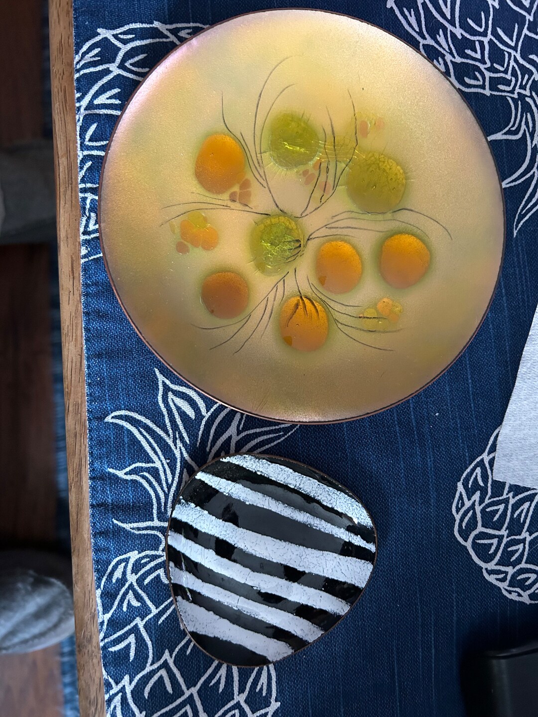 Mid Century Copper Enamel Plate With Retro Design RT5 or S and Smaller ...