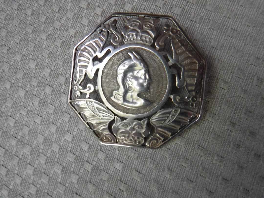 Peruvian Brooch Sterling Silver Faro Woman Octigon - Etsy